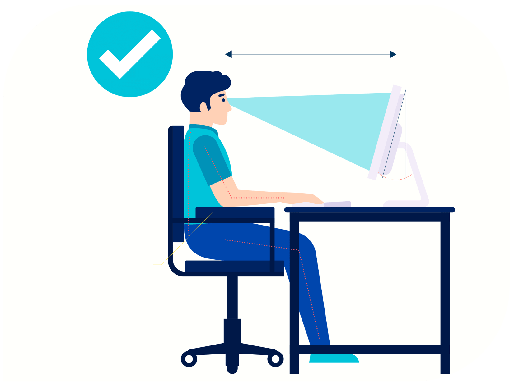 Postura correcta para trabajar frente a la computadora